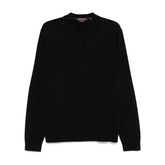 Michael Kors Poloshirt aus schwarzer Merinowolle - - Tops - Herren - Schwarzk - 2XL