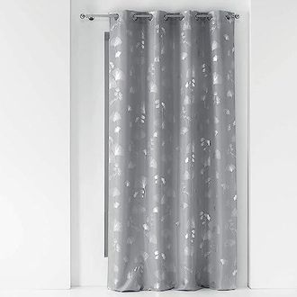 Douceur d'Int&eacute;rieur &Ouml;senvorhang, 140 x 260 cm, Polyester, Bedruckt, metallisch, Blumenmuster, Grau/silberfarben