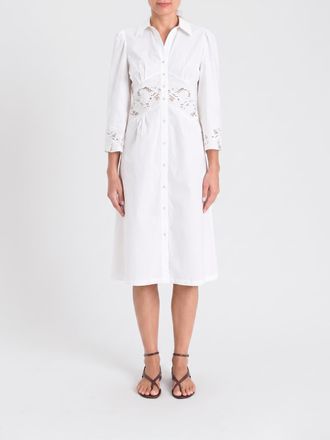 Twinset Hemdblusenkleid aus Baumwolle mit Makramee-Eins&auml;tzen