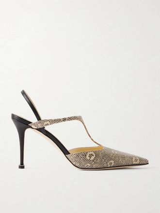 Manolo Blahnik Titon 90 Slingback-pumps Aus Leder Mit Eidechseneffekt - Animal-Print