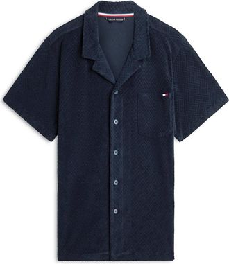 Tommy Hilfiger Frottee-Kurzarmhemd mit Brusttasche und Logo-Stickerei in