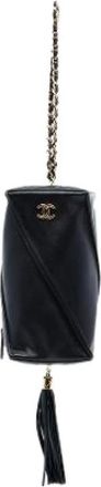 Chanel Pochette &agrave; bandouli&egrave;re vintage en agneau &agrave; pompon Pre-owned - Femme - Pre-owned - Noir - Taille: ONE Size
