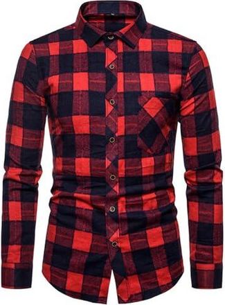 Generic Chemises habill&eacute;es &agrave; carreaux pour homme, coupe r&eacute;guli&egrave;re, formelles, manches longues, flanelle, d&eacute;contract&eacute;es, &agrave; carreaux tartan, chemises de b&ucirc;chero