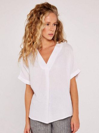 Apricot Klassische Bluse Top aus Baumwolle (1-tlg) in flie&szlig;ender Ware