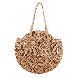 YYW Damen Stroh-Handtaschen, gro&szlig;, f&uuml;r den Sommer, Strand, Tragetasche, gewebt, runder Griff, (Clear Orange), Einheitsgr&ouml;&szlig;e