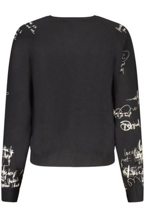 Desigual Strickpullover Stylischer Damenpullover in Schwarz mit Print und Stickerei