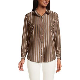 Lands End B&uuml;gelfreie Baumwoll-Bluse, Damen, Gr&ouml;&szlig;e:38 regular, Beige, Baumwolle, by Lands End