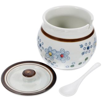 Cabilock Keramischer Zuckerbeh&auml;lter Mit Deckel Und L&ouml;ffel Zuckerspender Aus Hochwertiger Keramik F&uuml;r K&uuml;che Und Zuhause Geeignet F&uuml;r Zucker Und Gew&uuml;rze