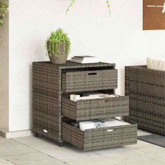 vidaXL Gartenschrank Grau 55x59x69 cm Poly Rattan - Vidaxl