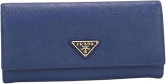 Prada Portefeuille long vintage doccasion (bi-pli) - Femme - Pre-owned - Bleu - Taille: ONE Size