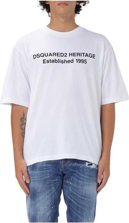 Dsquared2 T-shirt Heritage Coupe Ample - Homme - Tops - Blanc - Taille: 2XL
