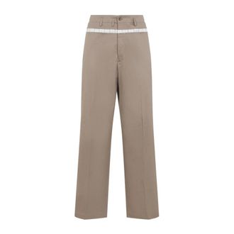 Maison Margiela Homme, Pantalons, Beige, Taille: XL Pantalon Large en Coton Enduit