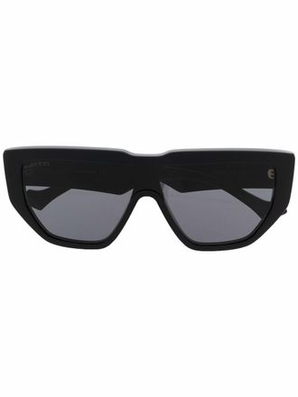 Gucci lunettes de soleil &agrave; monture en D - Noir