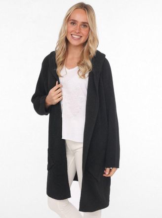 Zwillingsherz Strickjacke Annabell One Size, Kapuze, Taschen, ohne Verschluss, Midi-l&auml;nge, Langarm