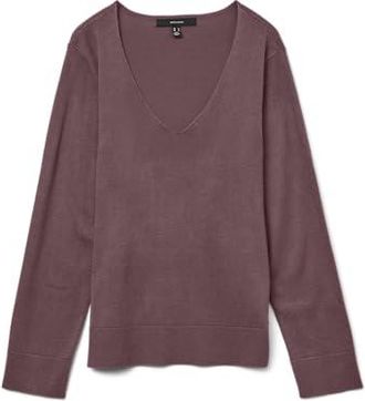 Vero Moda Neck Pullover Vmsilje Ls Pull &agrave; col en V GA Noos, Rose/Marron, M Femme
