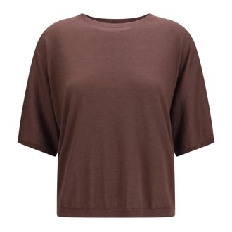 Brunello Cucinelli Kurzarm-Pullover aus Kaschmir und Seide - - Knitwear - Damen - Braun - L