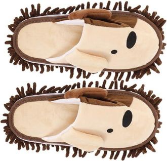 Beaupretty Chaussons Mop Chenille Déhoussables Antidérapants Pantoufles Lavables pour Nettoyage Maison Silencieux