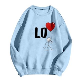 Generic Sweat-shirt &agrave; col rond pour femme - Pull de Saint-Valentin - Sweatshirt pour femmes et hommes - Amusant - Impression damour - Pull pour couples - Manc