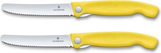 Victorinox by Swiss Army 2-tlg Swiss Classic Faltbares Gemüsemesser/Tafelmesser Set, Wellenschliff gelb