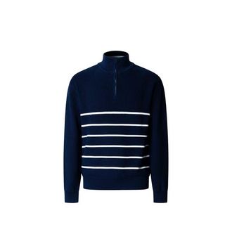 Fa&ccedil;onnable Pull &agrave; rayures col zip en coton