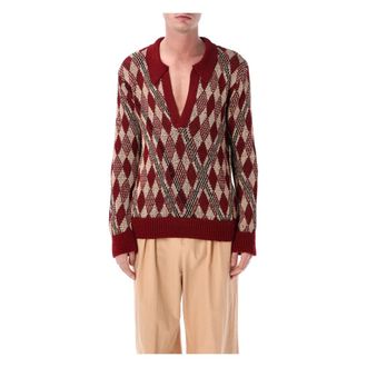 Dries Van Noten Homme, Pulls, Rouge, Taille: M Polo Sweater