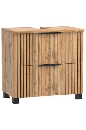 Held Waschbeckenunterschrank, Schwarz, Eiche Wotan, Metall, 1 Schubladen, 60x54x35 cm, stehend, h&auml;ngend, Badezimmer, Badezimmerschr&auml;nke, Waschbeckenuntersc