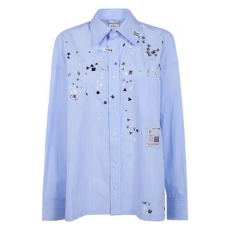 Miharayasuhiro Mihara Yasuhiro, Femme, Blouses et Chemises, Bleu, Taille: 42 FR Embellished Stripe Shirt