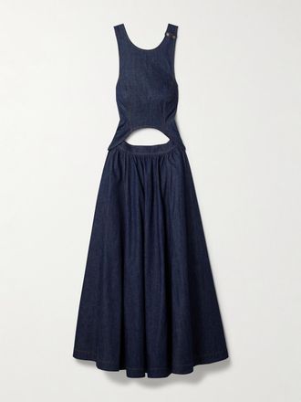 Zimmermann Robe Midi En Jean &Agrave; D&eacute;coupes Illuminate - Bleu