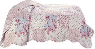 Delindo Lifestyle Jet&eacute; de lit - Motif roses - Style maison de campagne - Design patchwork - 140 x 210 cm