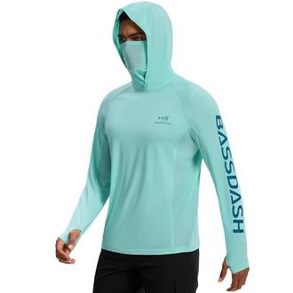 Bassdash Chemises &agrave; Capuche pour Hommes UPF 50+ avec Motif Graphique pour la P&ecirc;che, avec Masque UV, Manches Longues, &eacute;vacuation de lhumidit&eacute; FS47M