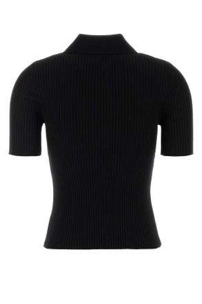 Courr&egrave;ges Womens Black Viscose Blend Polo Shirt Exterior: Polyester