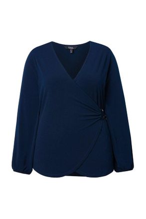 Ulla Popken T-Shirt Shirt Wickeloptik V-Ausschnitt Langarm