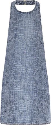 Self Portrait Femme, Robes, Bleu, Taille: 36 FR Mini-robe en denim effet croco et strass