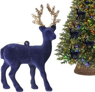 Generico Rentierstatue mit Schnee-Effekt, dekorativ, Anh&auml;nger f&uuml;r Weihnachtsbaum, Mitteltisch, Regal, Schreibtisch, Winter und Tischdecke