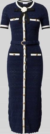Self Portrait Slim Fit Midikleid in Strick-Optik