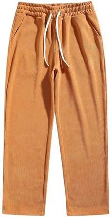 Generic Pantalon décontracté pour homme en velours côtelé avec cordon de serrage - Coupe ample - Taille élastique - Jambes droites - Pantalon de sport léger -