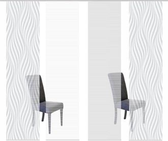 Vision S 4er-Set Schiebegardinen Wave halbtransparent Bambusoptik 4X 260x60 cm, Farbe:grau