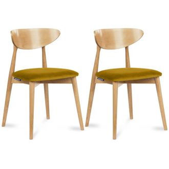 Konsimo Esszimmerst&uuml;hle 2 St rabi Gestell aus Massivholz, Gelb, Stoff/Holz, Scandinavian, 47x79x45 cm - Konsimo