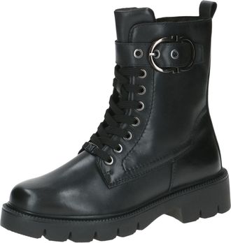 Caprice Damen Winterstiefeletten zum Schnüren aus Leder mit Schnalle, Schwarz (Black Nappa), 39 EU