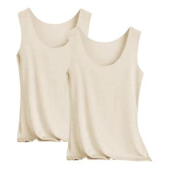 Generic Lot de 2 d&eacute;bardeurs pour femme - Stretch - Basiques - Sans manches - Sous-v&ecirc;tements d&eacute;t&eacute; - Chemises moulantes - Haut l&eacute;ger - Col en U - Couleur unie -