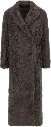 Brunello Cucinelli Femme, Manteaux, Brun, Taille: 38 FR Manteau en Shearling Ondul&eacute; avec Monile