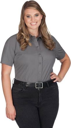 Promodoro Business Kurzarm-Bluse Plus Size Damen, Stahlgrau, XXL