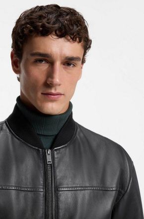 HUGO BOSS Lederjacke Jokans Bomberjacke aus Nappaleder, Regular Fit