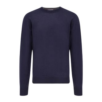 Brunello Cucinelli Leichter Pullover aus Kaschmir und Seide mit Rundhalsausschnitt - - Knitwear - Herren - Blau - 4XL