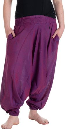 vishes Alternative Bekleidung - Lange Unisex Baumwoll Haremshose Schlupfhose Einfarbig Einheitsgr&ouml;&szlig;e 34-46 Blaurosa