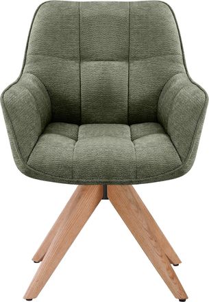 Livetastic Armlehnstuhl, Gr&uuml;n, Eiche, Holz, Textil, Eiche, massiv, Drehkreuz, 64x85x62 cm, Sitzfl&auml;che 360&deg; drehbar, Esszimmer, St&uuml;hle, Esszimmerst&uuml;hle, Armlehnen