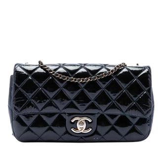 Chanel Pre-owned Gesteppte Lack- & Ziegenleder Umh&auml;ngetasche - - Pre-owned - Damen - Blau - ONE SIZE