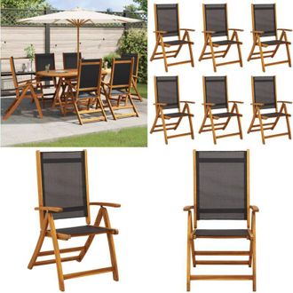 vidaXL Vidaxl - Gartenst&uuml;hle 6 Stk. Klappbar Massivholz Akazie und Textilene - Gartensa&szlig;sessel - Gartenst&uuml;hle - Holzst&uuml;hle - Outdoor M&ouml;bel - Gartenm&ouml;bel