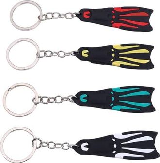 Bediffer Ensemble de 4 Pendentifs Porte-cl&eacute;s en Silicone pour Palmes de Plong&eacute;e, Porte-cl&eacute;s L&eacute;gers pour Portefeuilles, Sacs &agrave; Main, T&eacute;l&eacute;phones, Cadeaux pour le