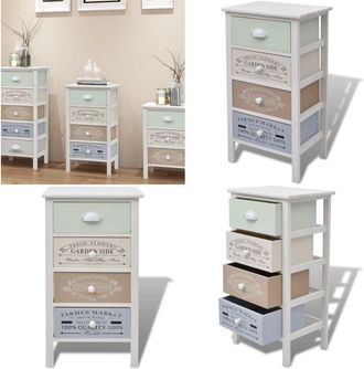 vidaXL Beistellschrank mit 4 Schubladen Franz&ouml;sischer Stil Holz - Holzschrank - Franz&ouml;sischer Landhausstil - Beistellschrank - Kommode - Flurst&uuml;ck - Home &